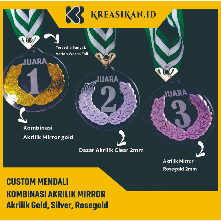 Jual KREASIKAN MENDALI AKRILIK CUSTOM / MENDALI AKRILIK MIRROR ...