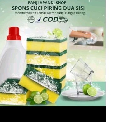 Jual Spon cuci piring 2 sisi kuning&hijau | Shopee Indonesia