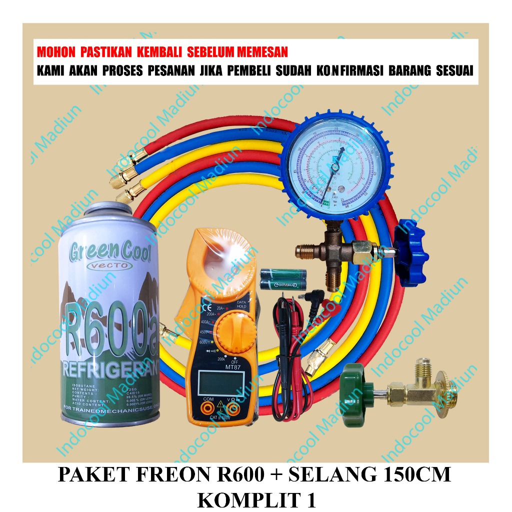 Jual KELENGKAPAN ISI FREON / PROMO PENGISIAN FREON / PAKET FREON R600 ...