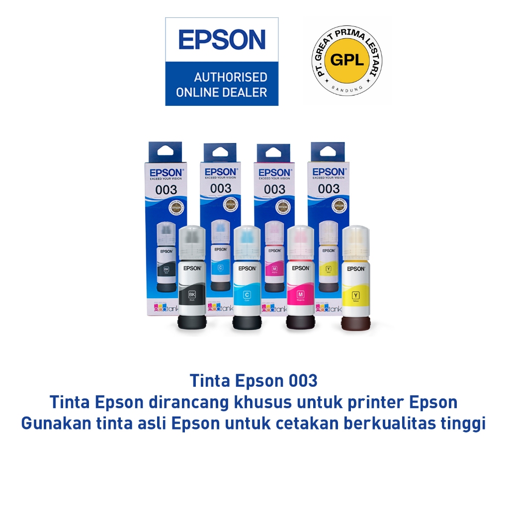 Jual Tinta Epson 003 T003 T-003 Original Hitam Biru Merah Kuning L1110 ...