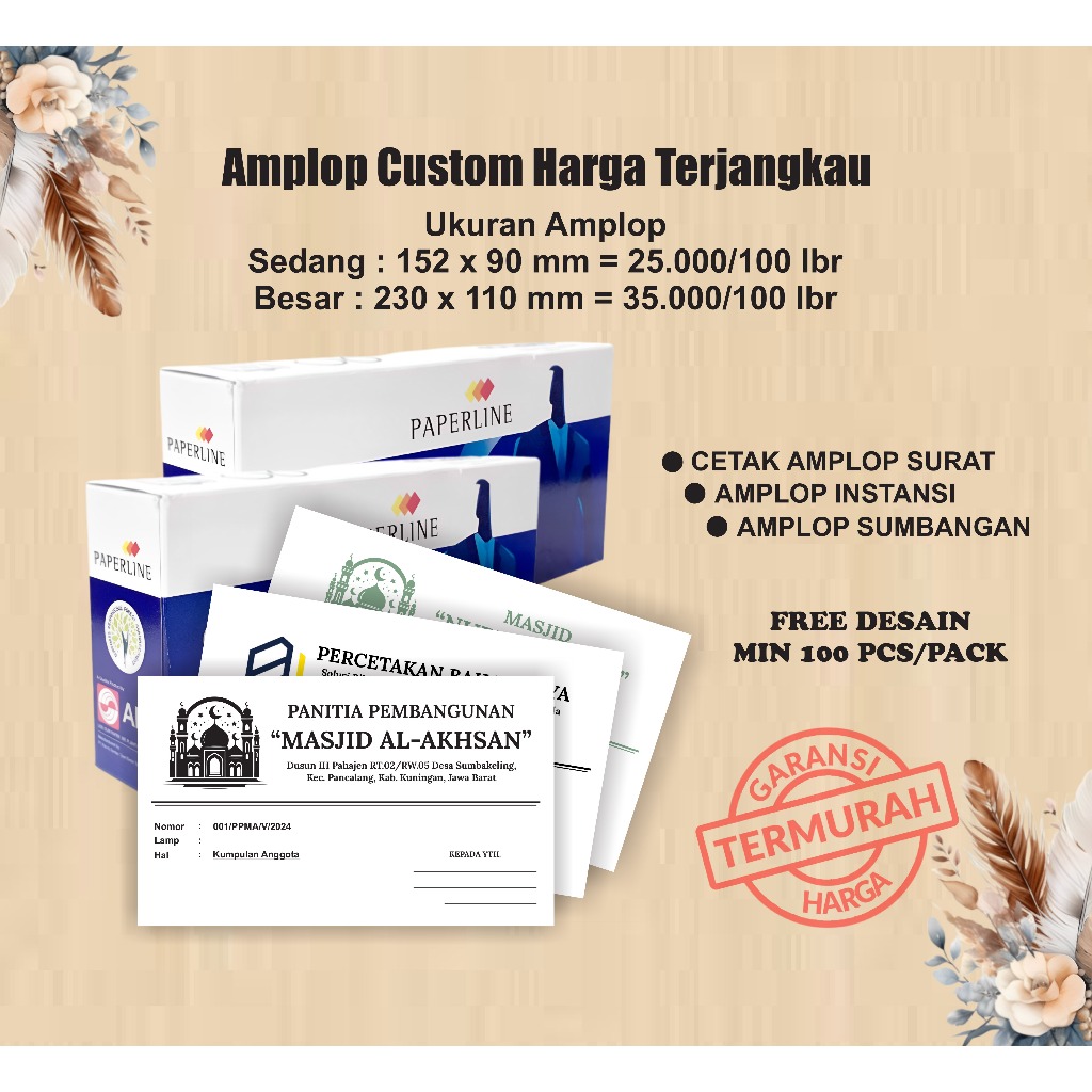Jual Cetak Amplop Surat / Amplop Instansi / Amplop Sumbangan Custom dll ...