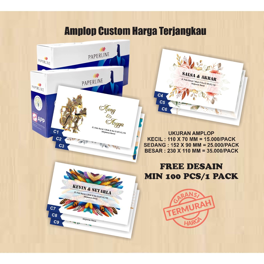 Jual Cetak Amplop Undangan Pernikahan / Nikah Custom / Amplop Custom ...