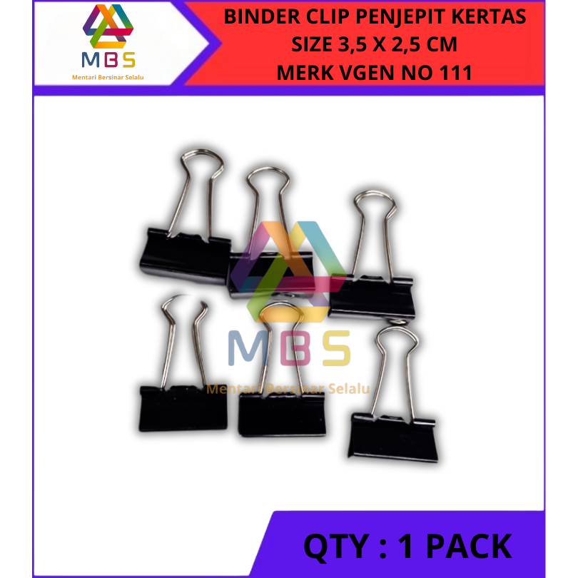 Jual BINDER CLIP PENJEPIT KERTAS SIZE 3,5 CM MERK VGEN NO 111 KLIP ...