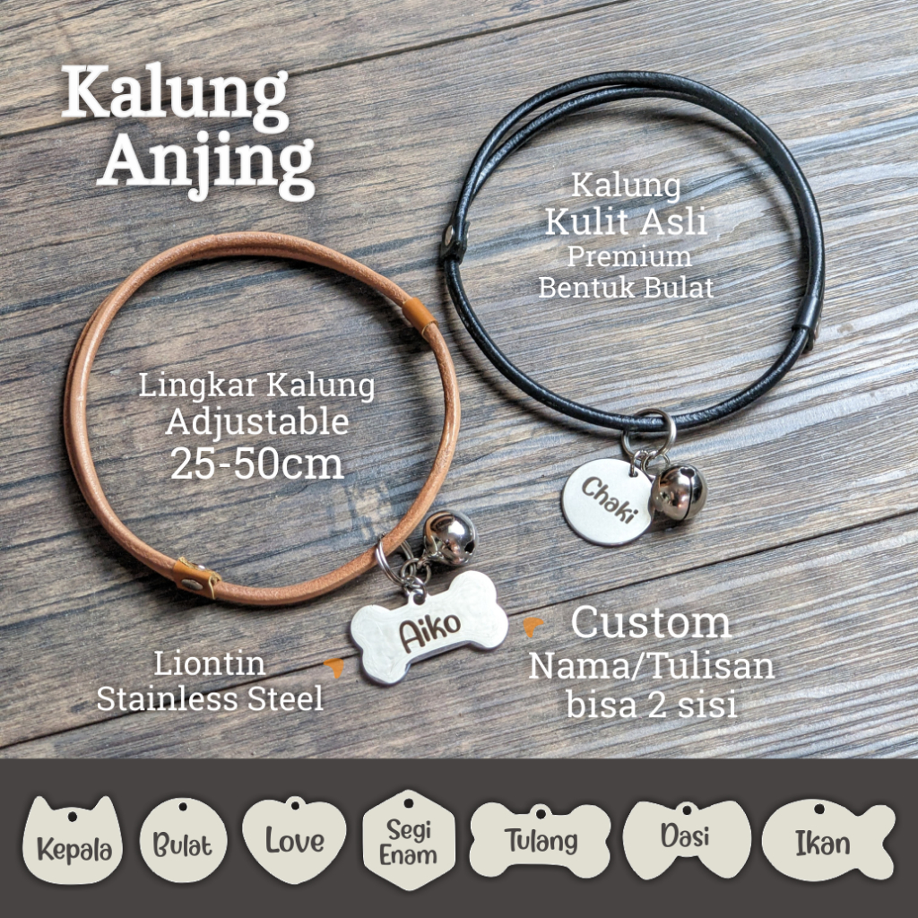 Jual Kalung Anjing MEDIUM atau Kucing BESAR Custom Nama Liontin ...