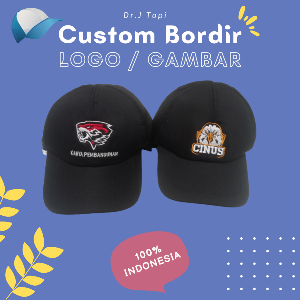 Jual Topi Baseball Bordir Custom Logo/Gambar by Dr.J Topi | Shopee ...