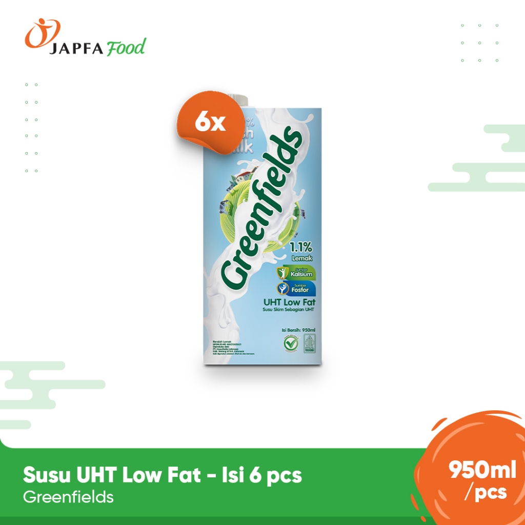 Jual Greenfields Susu UHT Low Fat / Rendah Lemak 950ml - Isi 6 pcs - 100% Fresh Milk dari ...