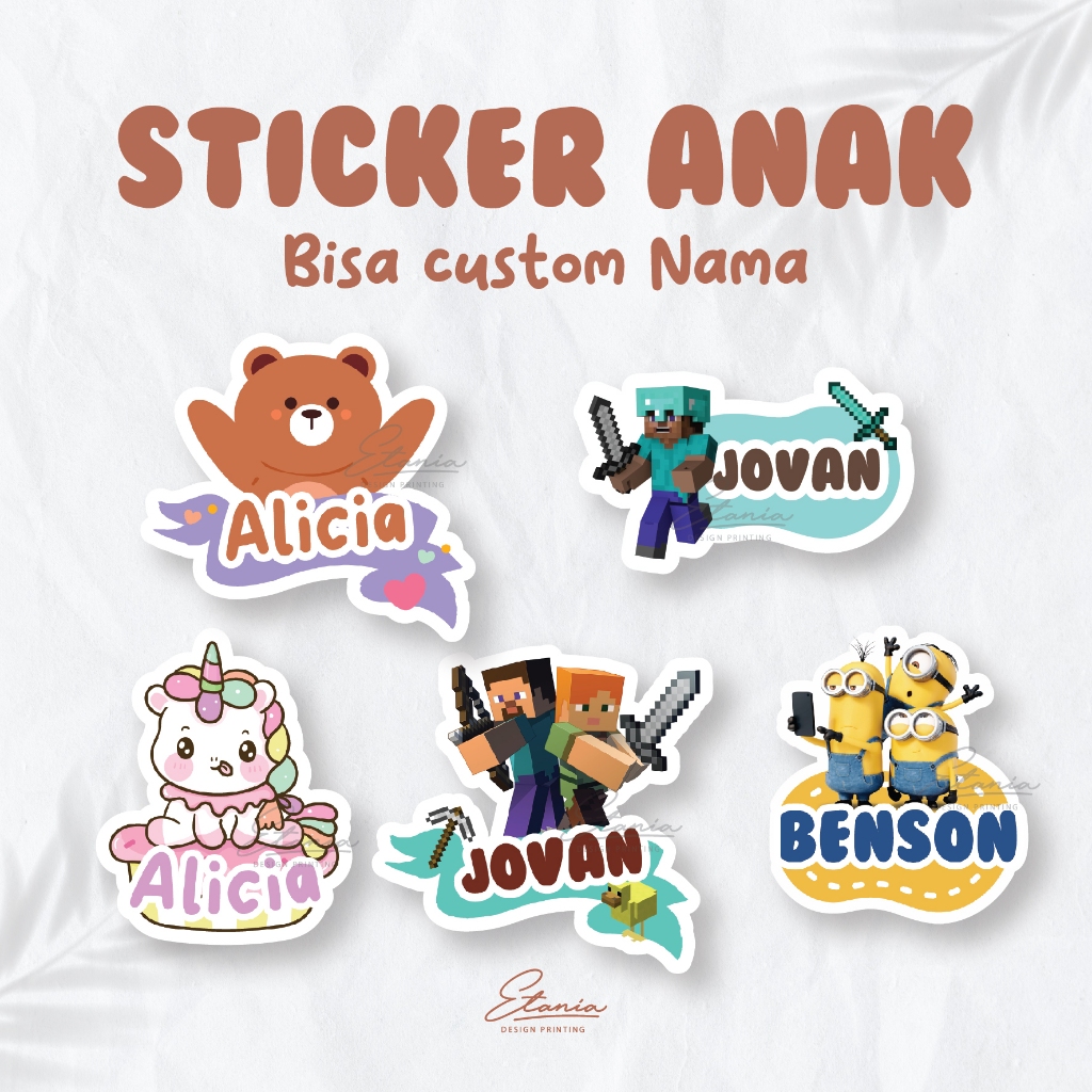 Jual Stiker nama waterproof anti air custom free sticker nama lucu ...