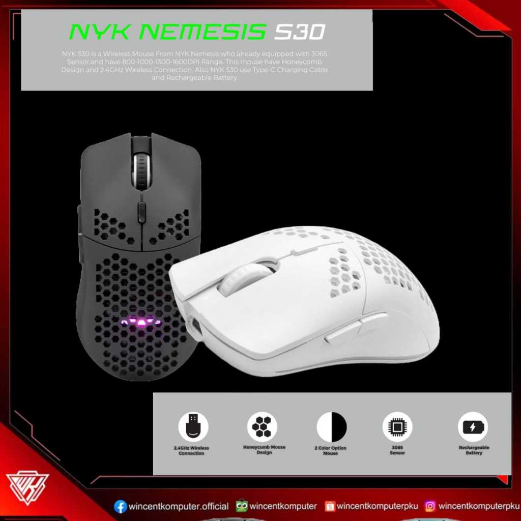 Jual Mouse Wireless 2.4Ghz NYK Nemesis S30 Rechargeable Battery ...