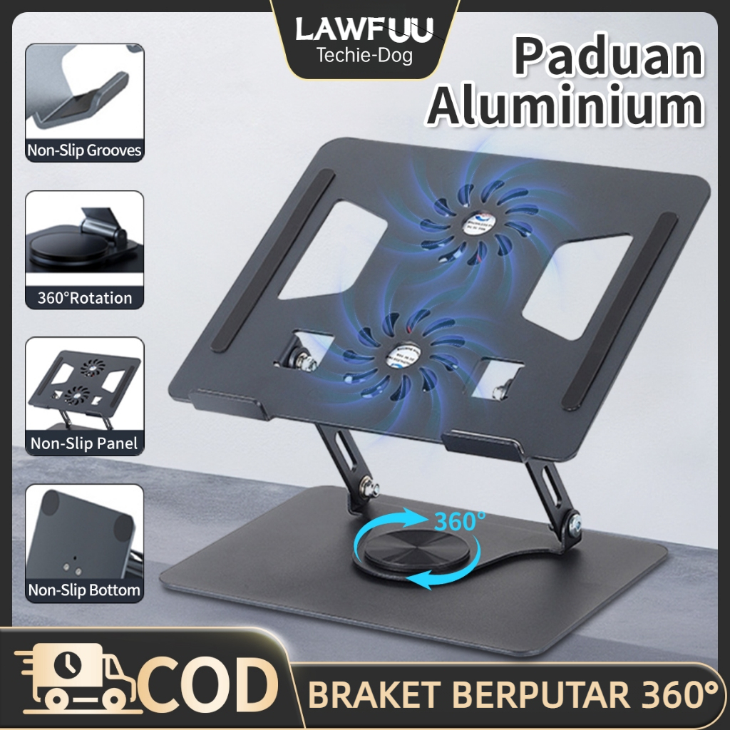 Jual Laptop Stand 360° Rotatable Meja Aluminium dengan kipas pendingin ...