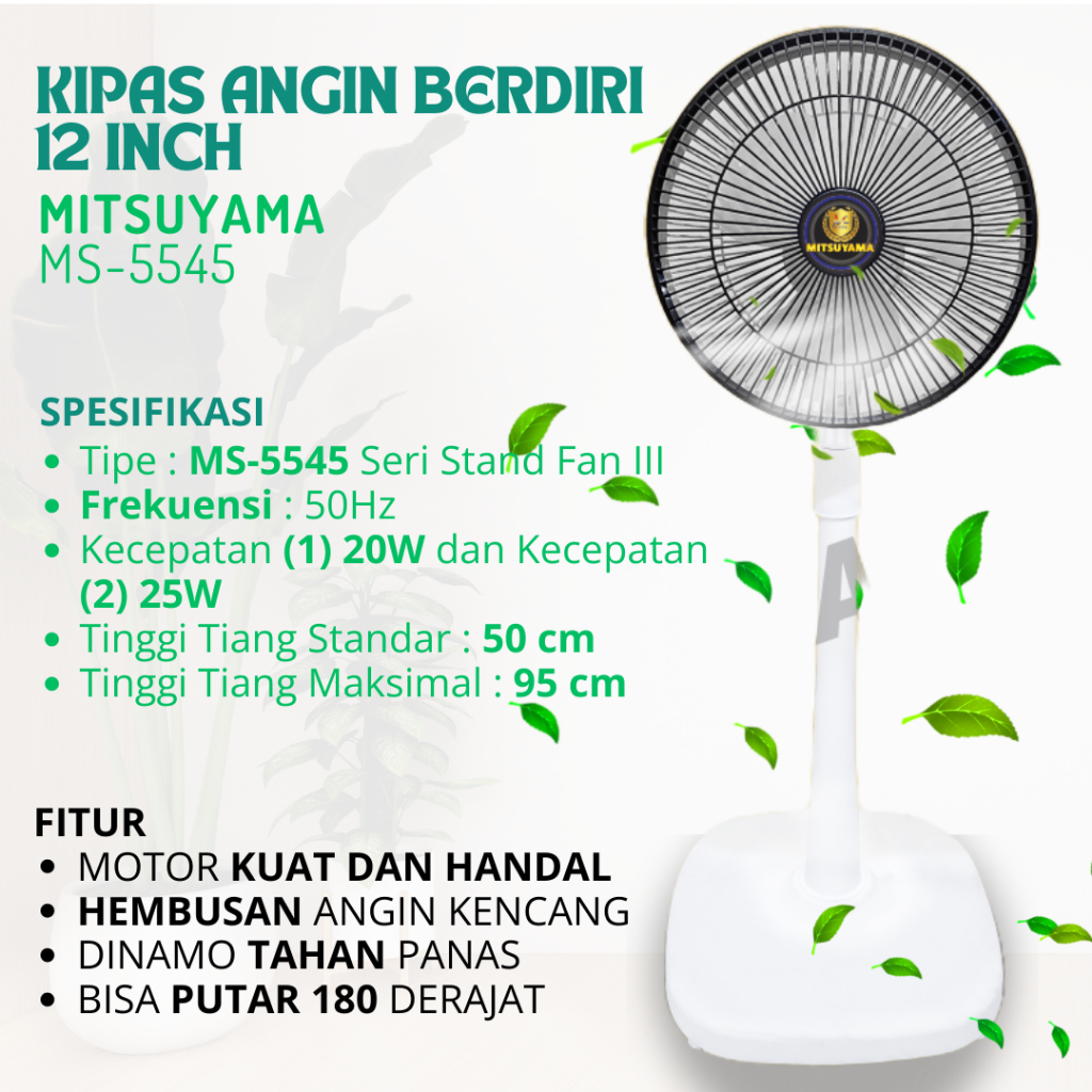 Jual KIPAS ANGIN BERDIRI 12 INCH MITSUYAMA STAND FAN 12 INCH KIPAS ...