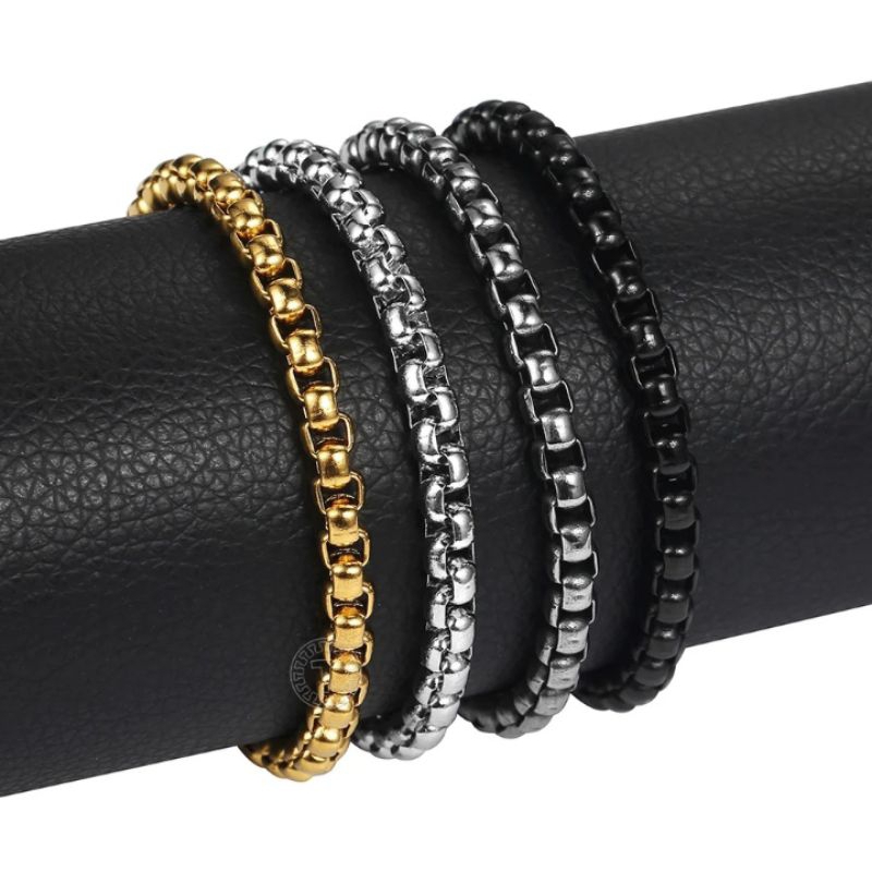 Jual Gelang Titanium Rolo Men's Bracelet: Elegan Warna Silver, Hitam ...