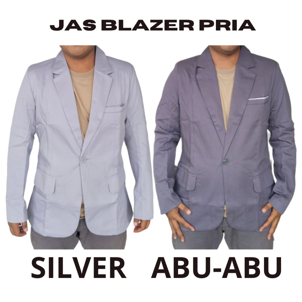 Jual Jas Pria Abu-abu & Silver, Jas Blazer Pria, Jas Pria Slimfit, Jas ...