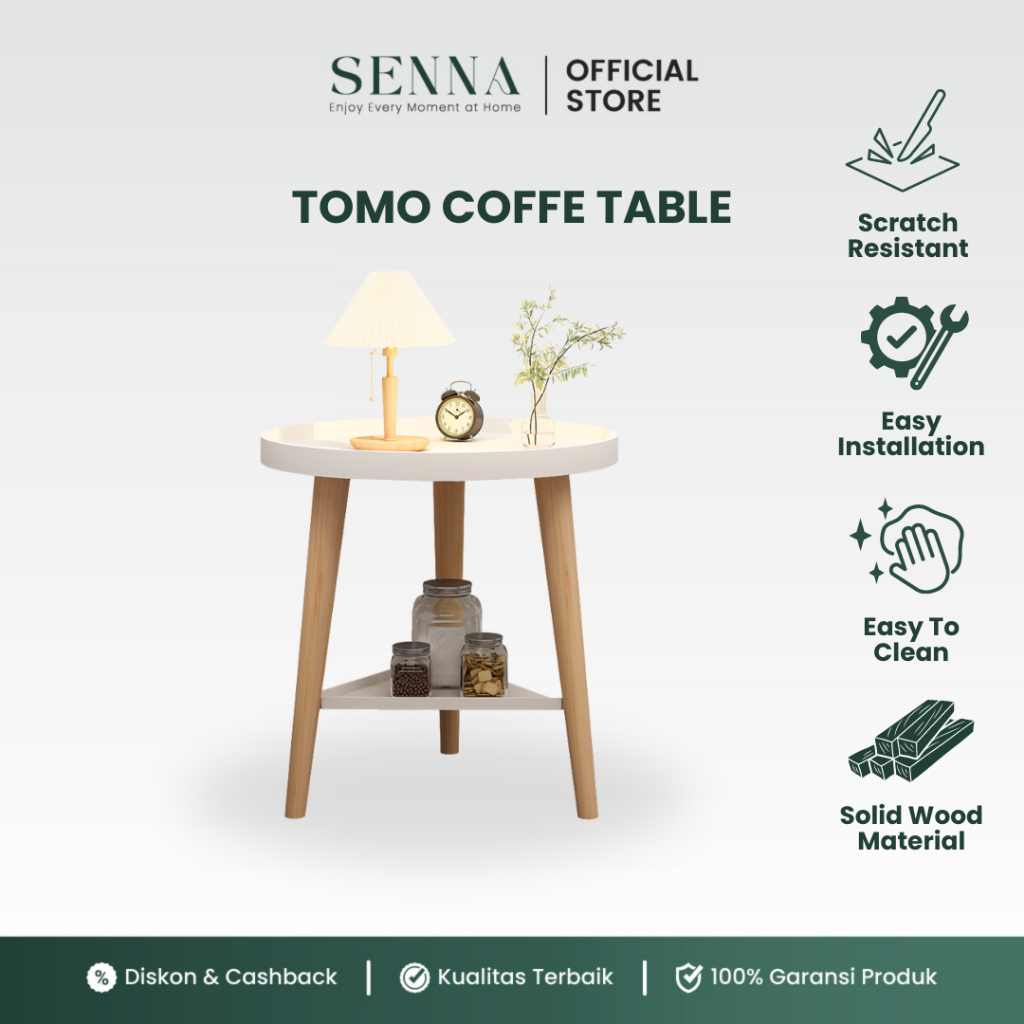 Jual SENNA Meja Bulat Minimalis Meja Kopi Meja Sudut TOMO Coffee Table Meja Kayu | Shopee Indonesia