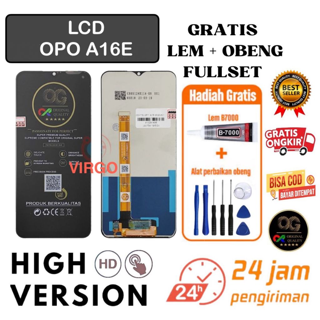 Jual LCD OPPO A16E fullset free LEM + OBENG / LCD TOUCHSCREEN OPPO A16E ORIGINAL OG | Shopee ...