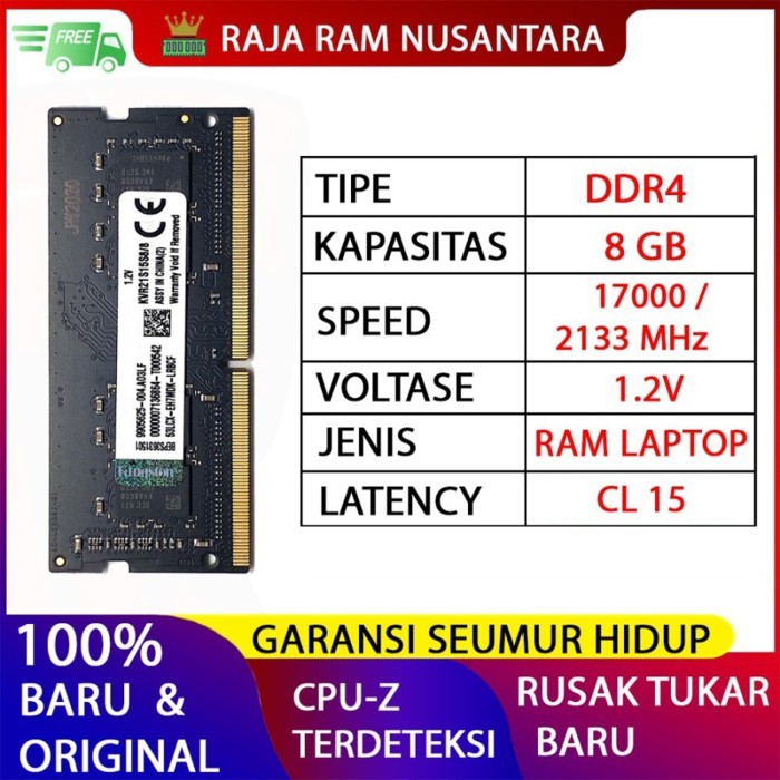 Jual RAM LAPTOP KINGSTON DDR4 8GB PC 17000 / 2133 MHz ORI GAMING RAM ...