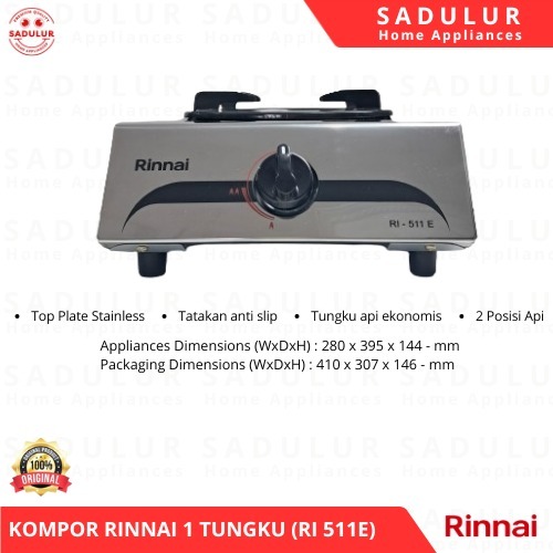 Jual Rinnai RI-511E Kompor Gas 1 Tungku RI 511 E | Shopee Indonesia