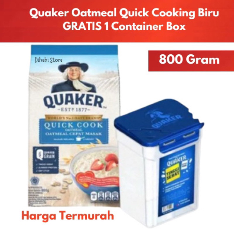 Jual Quaker Quick Cook Oatmeal 800gr Free Toples | Shopee Indonesia
