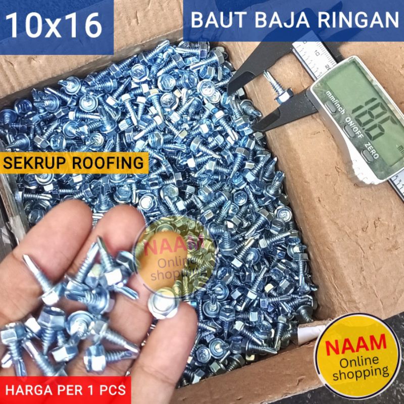 Jual (10X16) BAUT BAJA RINGAN - SEKRUP ROOFING 10X16 - BAUT SHOCK HEX ...
