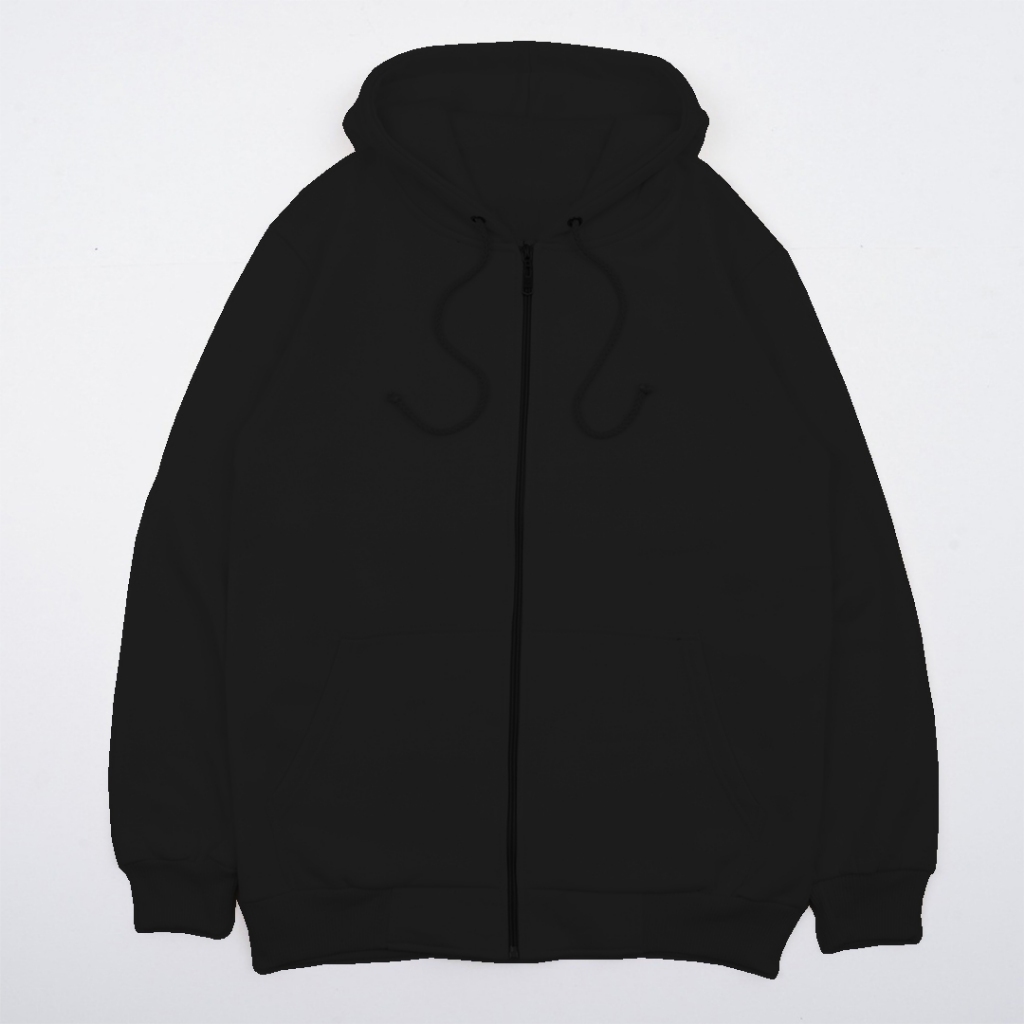 Jual DH - Sweater Hoodie Zipper Polos Hitam Fleece | Shopee Indonesia
