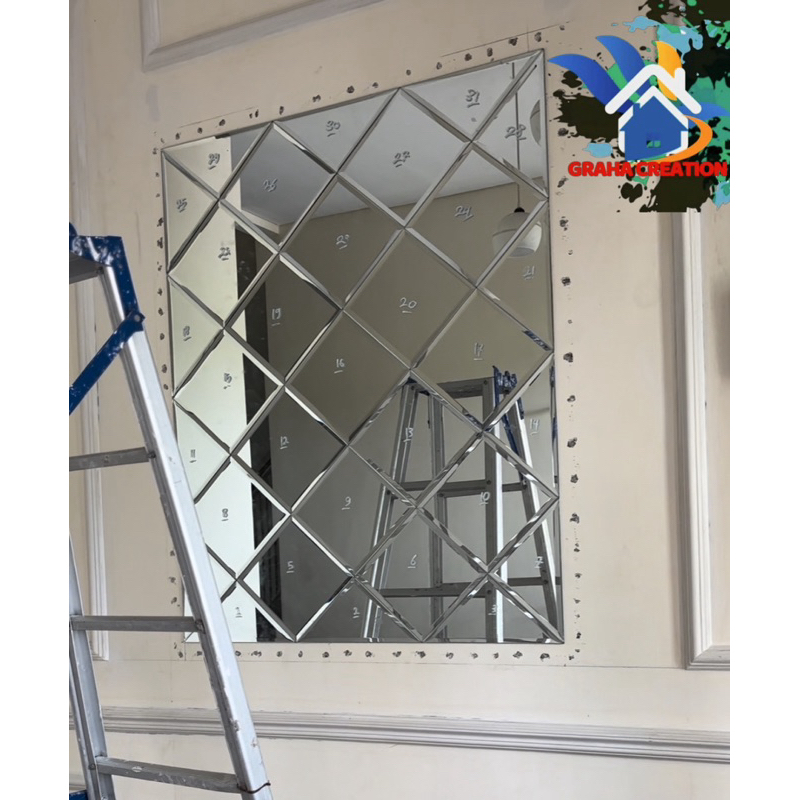 Jual READY paket set kotak 20x20 kaca cermin asli kaca cermin bevel ...