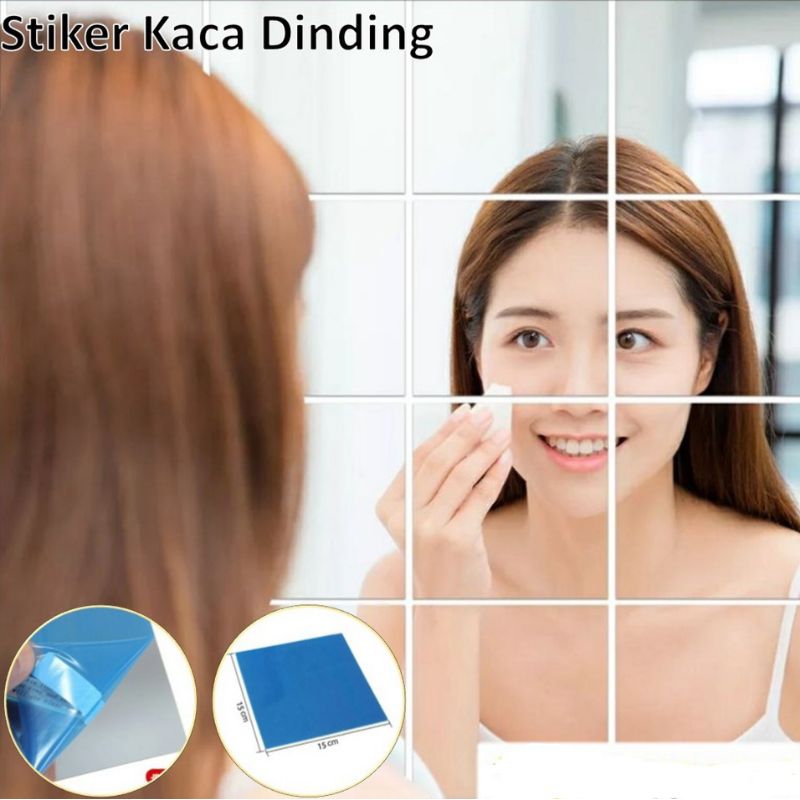 Jual Sticker Kaca Cermin Dinding Rias Dekorasi Dinding 3D Model Square ...