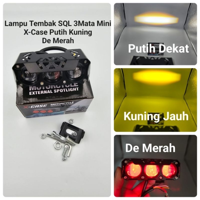 Jual Lampu Tembak SQL 3 Mata Mini X-Case Putih Kuning Devil Biru Dan ...