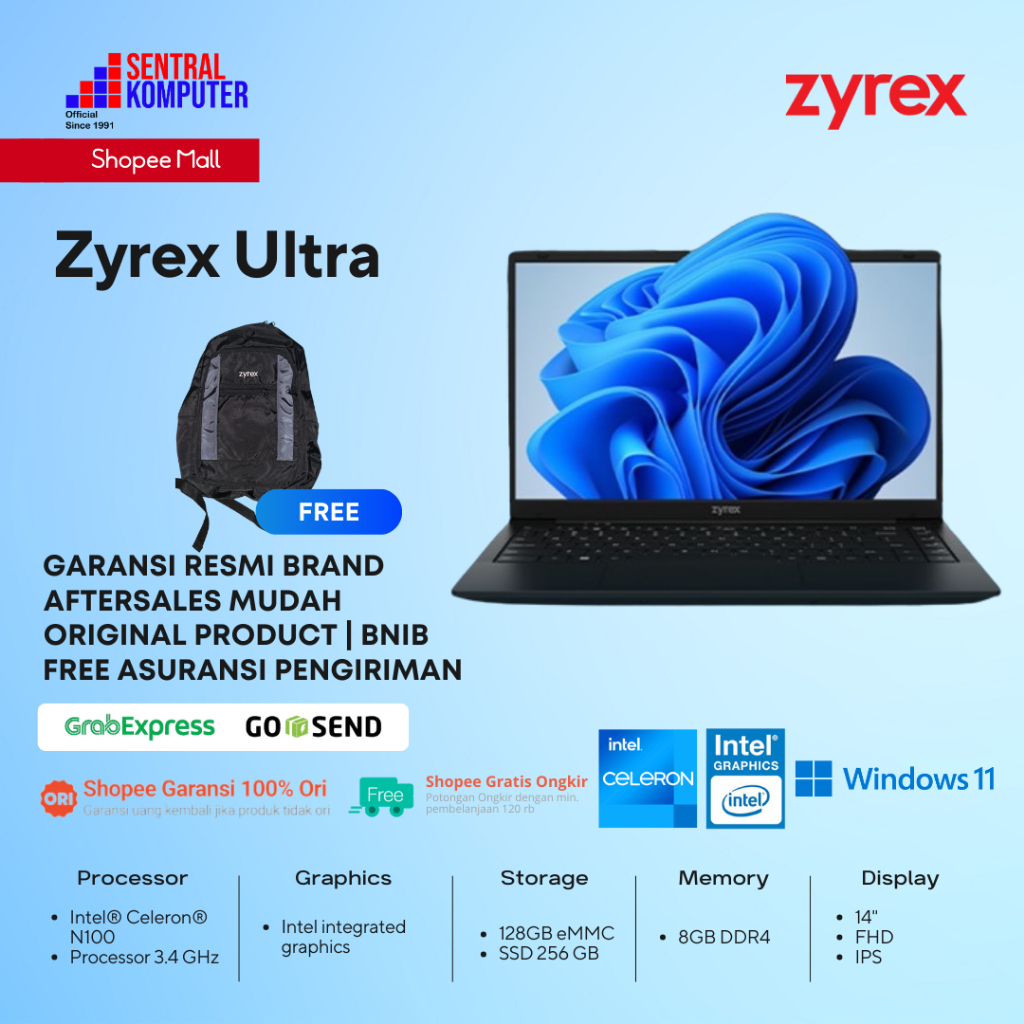 Jual LAPTOP ZYREX ULTRA N100 8GB 128GB 256GB W11 14.0 INCH | Shopee ...