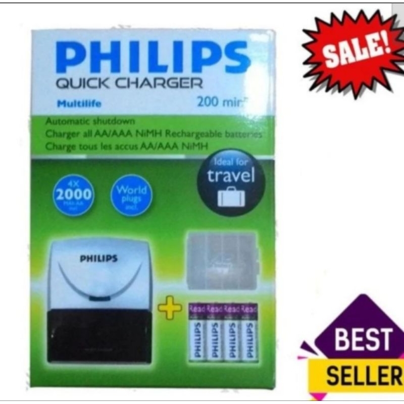 Jual Philips value charger AA Isi 4 2000 mAh + case | Shopee Indonesia
