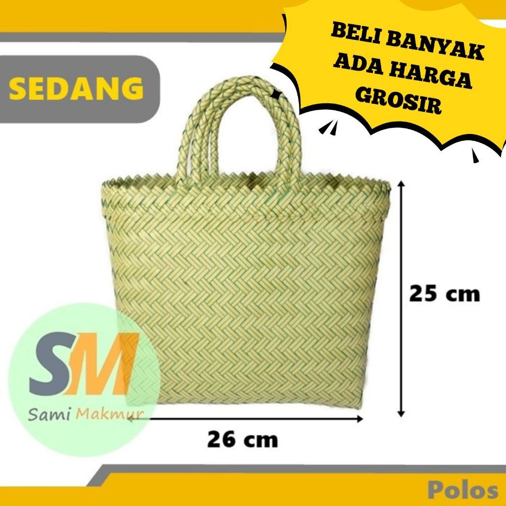 Jual Bisa Pilih Warna Tas Anyaman Plastik LURIK POLOS SEDANG (M ...