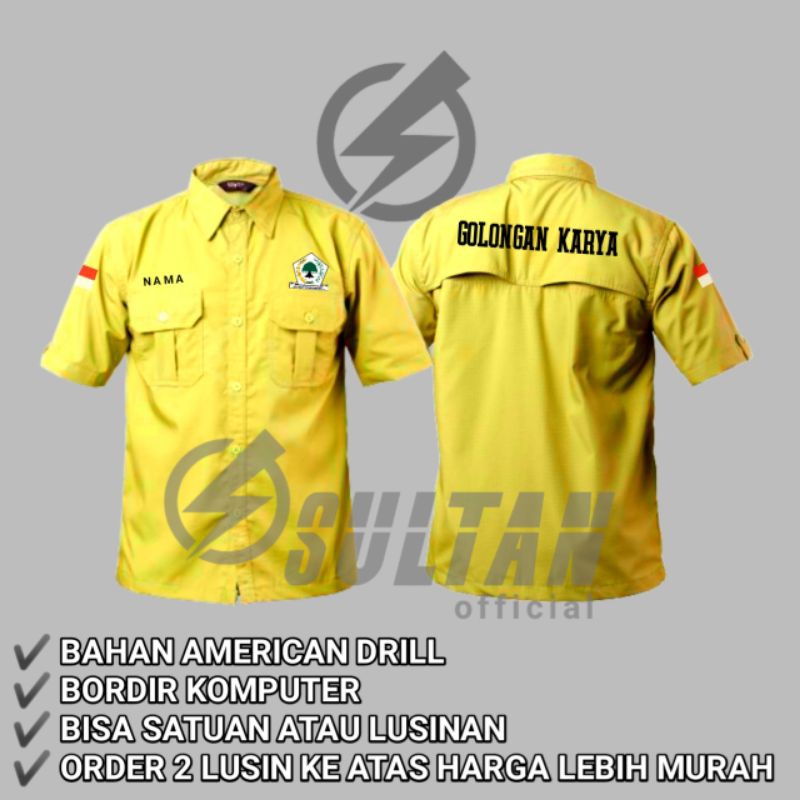 Jual Baju kemeja custom logo dan tulisan partai golkar kemeja golongan ...