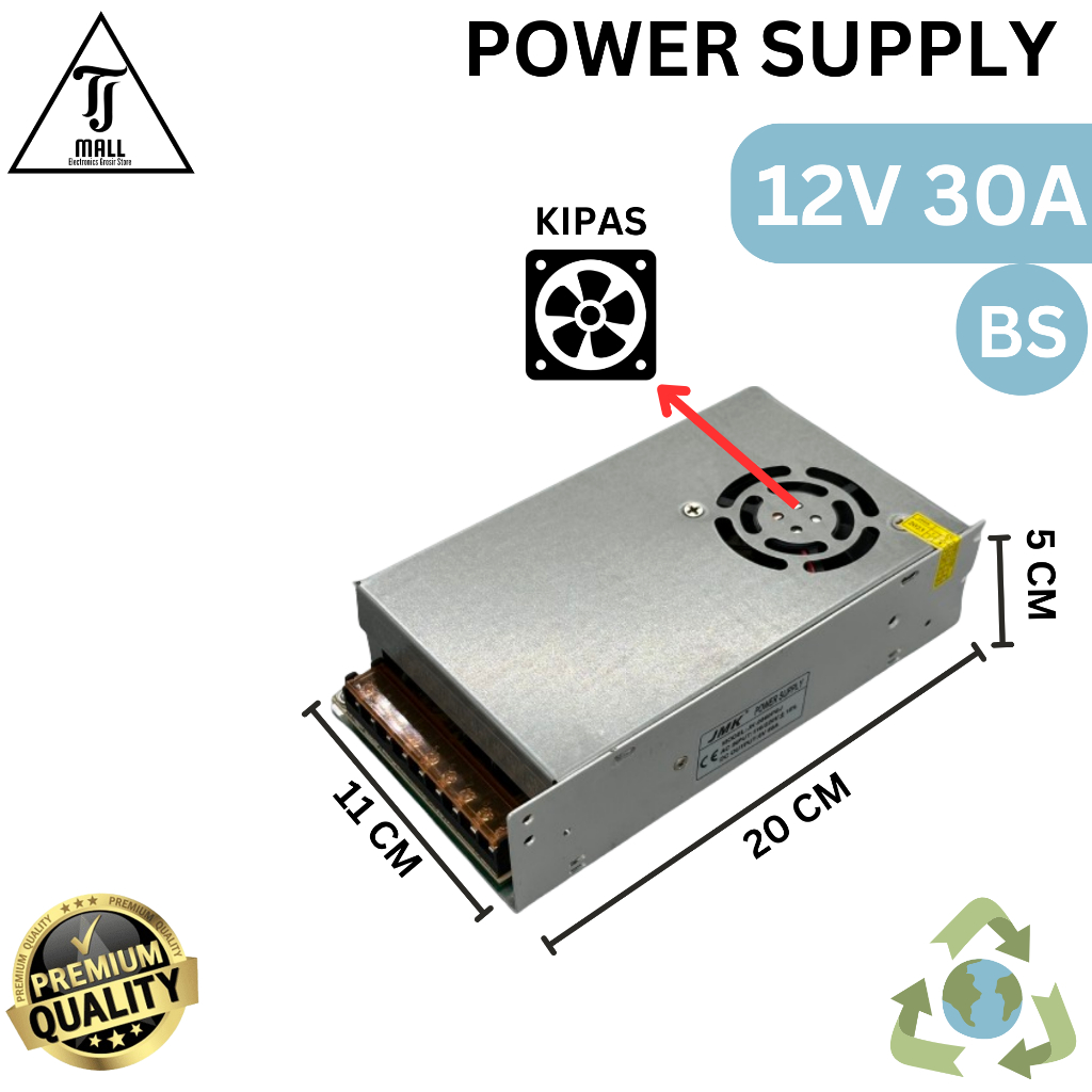 Jual Adaptor Power Supply 12V 30A PSU Jaring / Kipas CCTV LED AC 220v ...