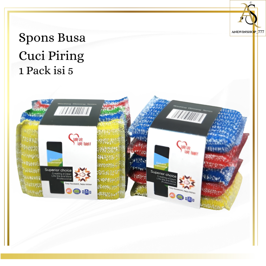 Jual Spons Busa Cuci Piring / Sabut Untuk Cuci Piring 1 Pack Isi 5pcs ...