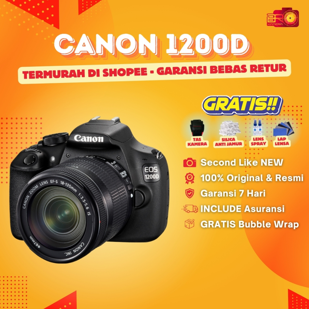 Jual Canon EOS 1200D Fullset Siap Pakai 100% ORIGINAL | Shopee Indonesia