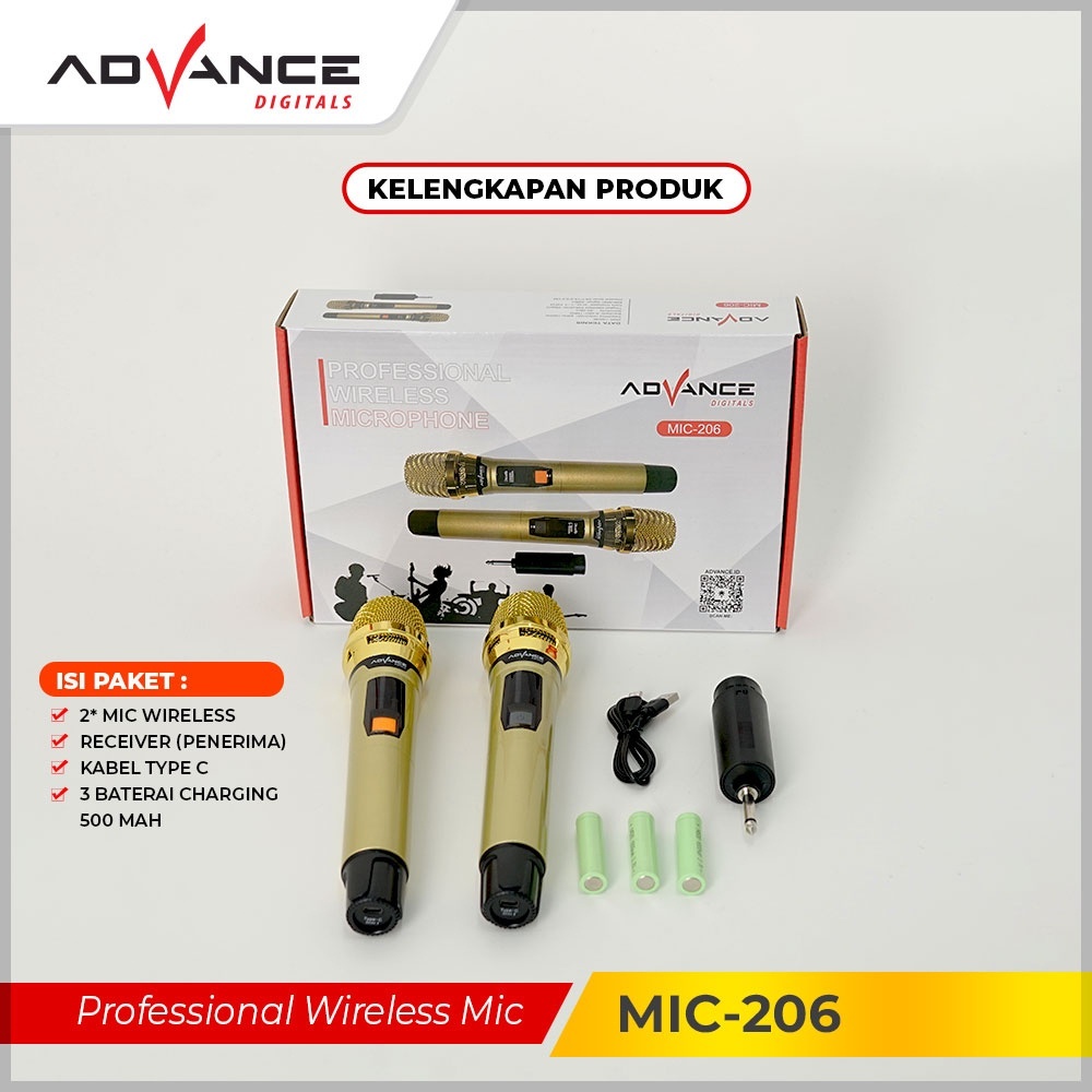 Jual Professional ADVANCE Double Digital Wireless Mic Microphone/Mikrofon Bluetooth Profesional ...