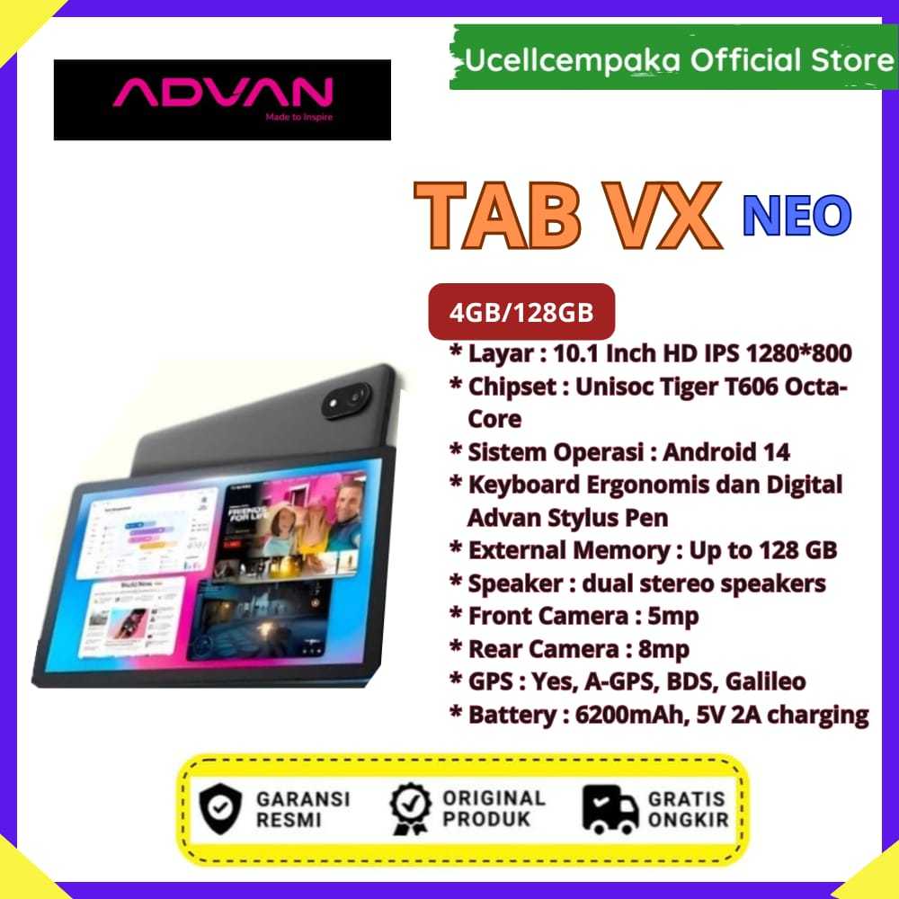 Jual Advan Tab Vx Neo 4GB/128GB 10.1”IPS SCREEN TABLET ANDROID 14 - Garansi Resmi | Shopee Indonesia