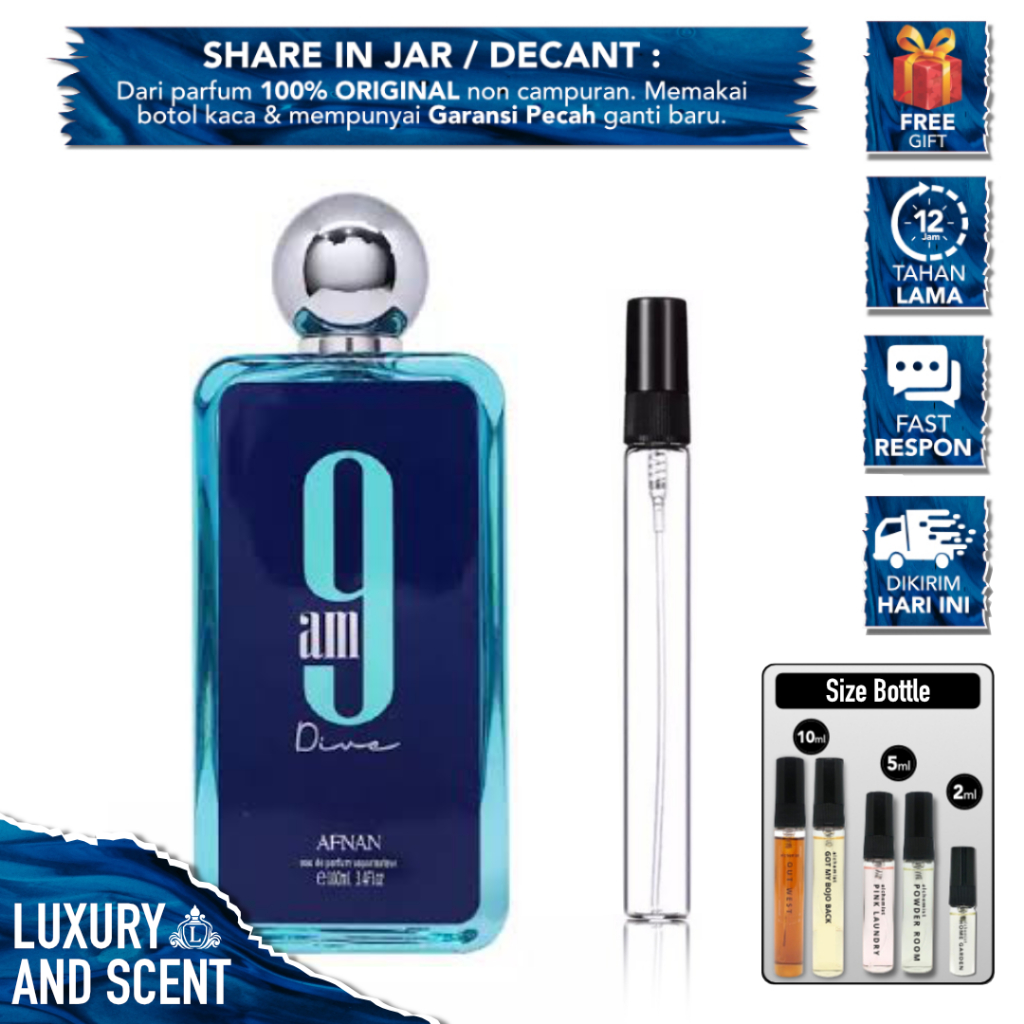 Jual DECANT AFNAN 9 PM 9PM DIVE Share In Bottle Jar 2/5/10ML Travel ...