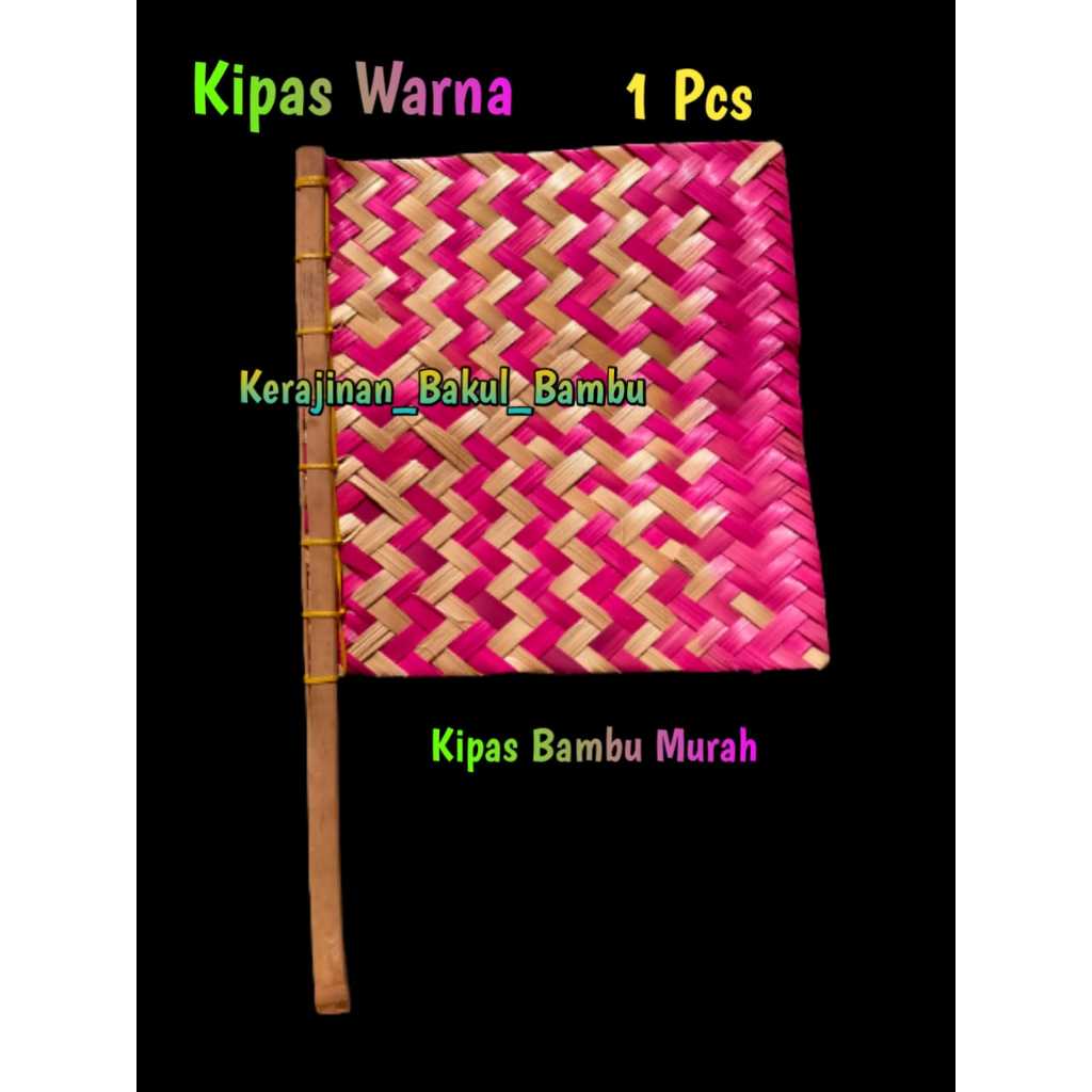 Jual Kipas bambu warna motif Harmoko kipas tangan per 1 biji ilir bambu ...