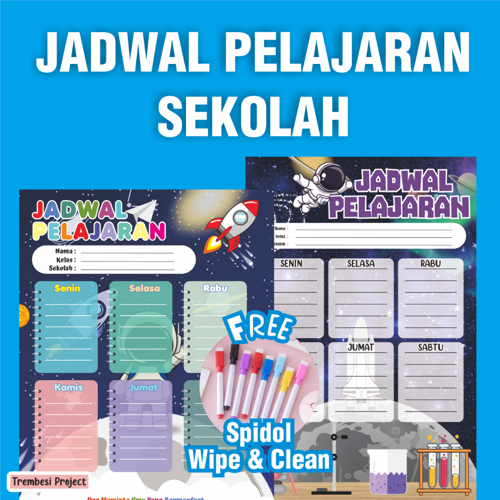 Jual JADWAL PELAJARAN DILENGKAPI SPIDOL POSTER DINDING ASTRONOT ANAK A3 ...