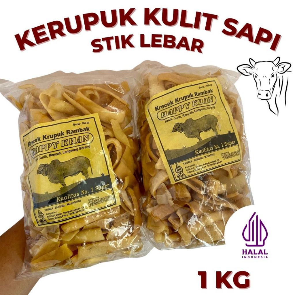 Jual Kerupuk Kulit Sapi 1 kg / Krecek Rambak Sapi 1kg / Krupuk Kulit ...
