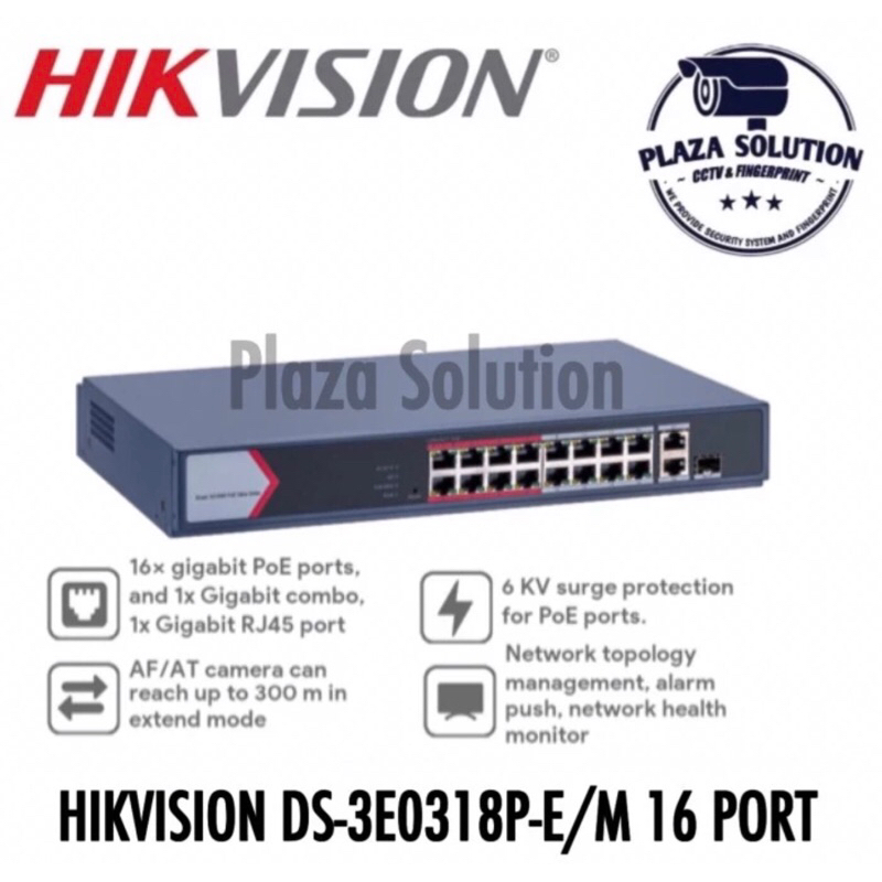Jual HIKVISION DS-3E1318P-EI/M 16 PORT FAST ETHERNET SMART POE SWITCH | Shopee Indonesia