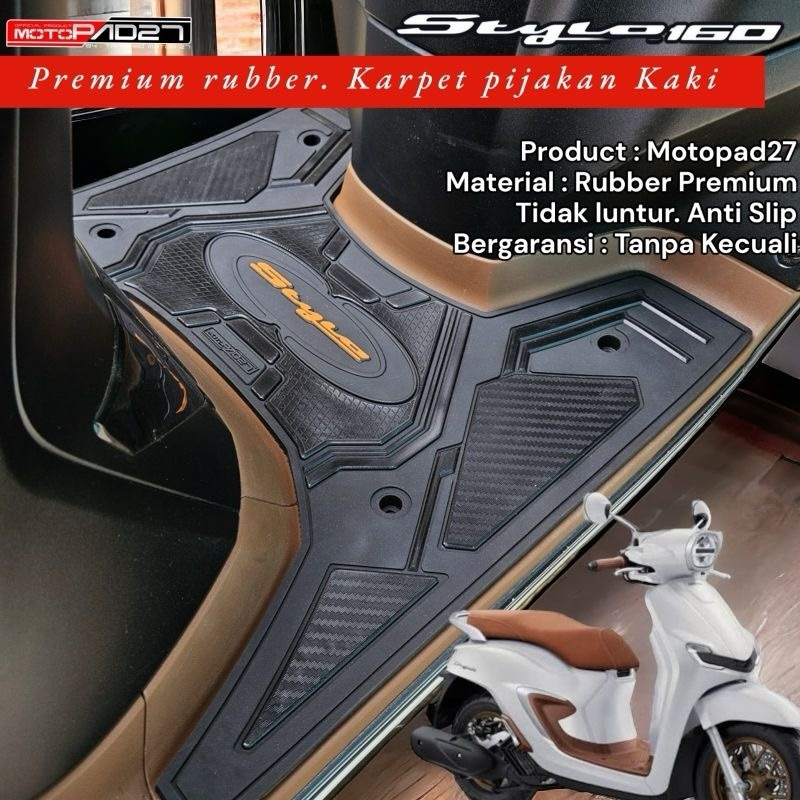 Jual Karpet pijakan kaki Honda stylo 160 Alas kaki Stylo 160 Bahan Karet Tebal 7mm Anti Slip ...