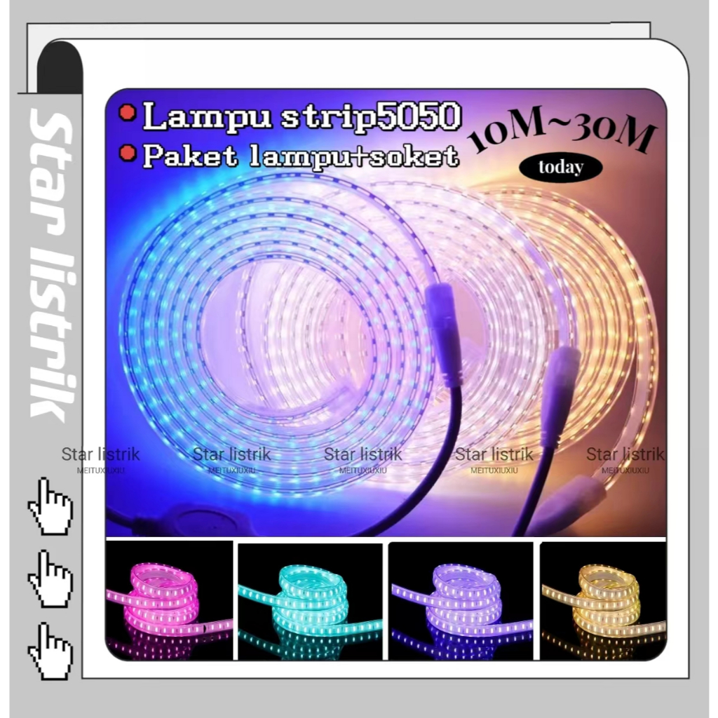 Jual PAKET Lampu Led Strip Selang 5050 10m 20m 30 meter (lampu strip+ ...