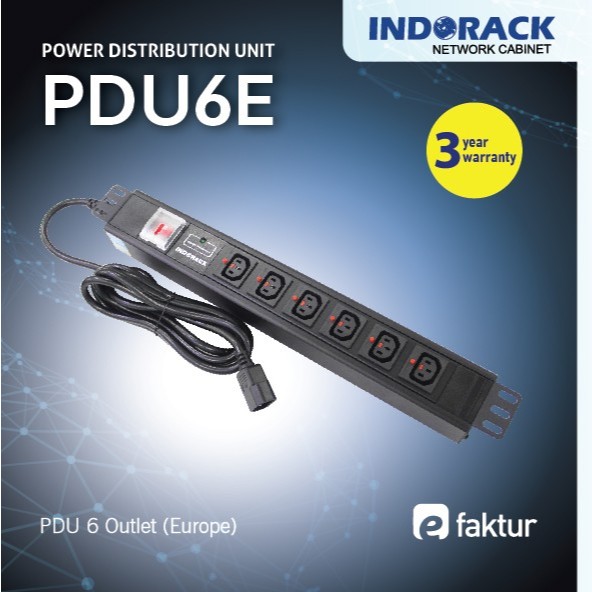 Jual INDORACK Power Distribution Unit 6 Outlet Europe Colokan 6 Slot ...