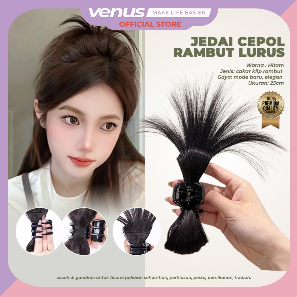 Jual VENUSJKT - Jepit Cakar Rambut Lurus Sanggul Cepol Ekstensi Rambut ...