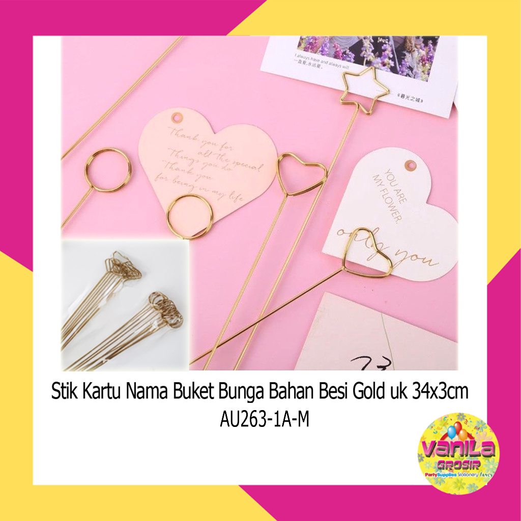 Jual (10Pcs) Stik Kartu Buket Besi, stick card holder, korean stick ...
