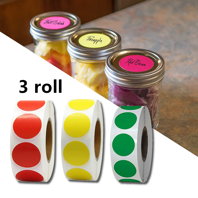 Jual 3 roll Sticker Bulat Dot Label Stiker Bundar Polos Color Dot ...