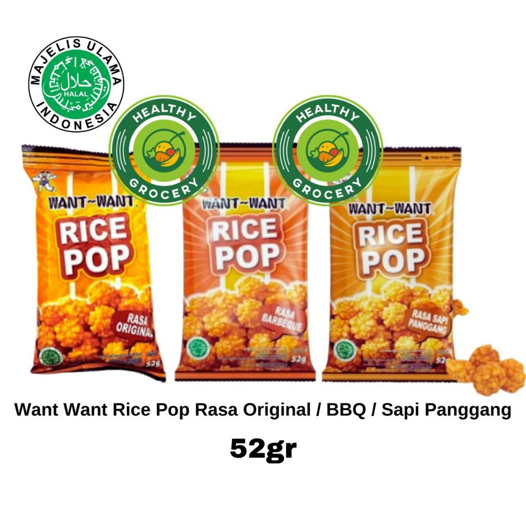 Jual Want Want Rice Pop Rasa Original / Barbeque / Sapi Panggang 52gr ...