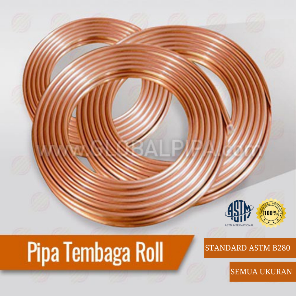 Jual PIPA TEMBAGA ROLL ASTM B280 SEMUA UKURAN 1/4 3/8 1/2 5/8 3/4, PANJANG 15 METER PER ROLL ...