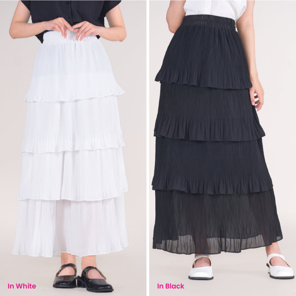 Jual Kiya Skirt Korean Style - Rok Panjang Lipit Ceruty 4 Susun Murah ...