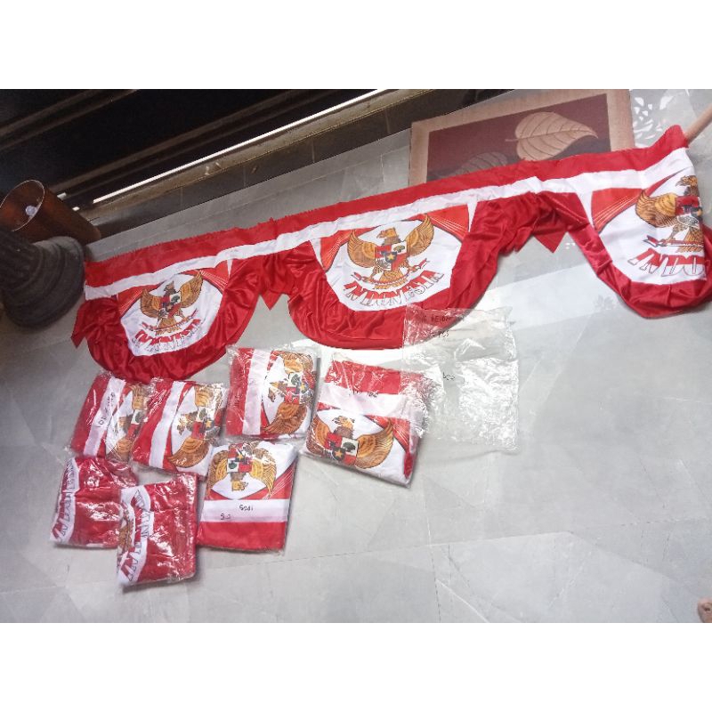 Jual umbul umbul resplang- 10 gelombang - merah putih garuda | Shopee Indonesia